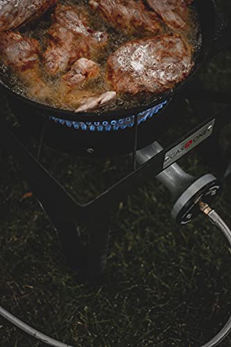 GasOne Single Burner Propane Stove β Square Heavy-Duty Propane Burner β Outdoor Burner with Adjustable 0-20PSI Regulator and Steel Braided Hose β Ideal for Home Brewing, Turkey Fry