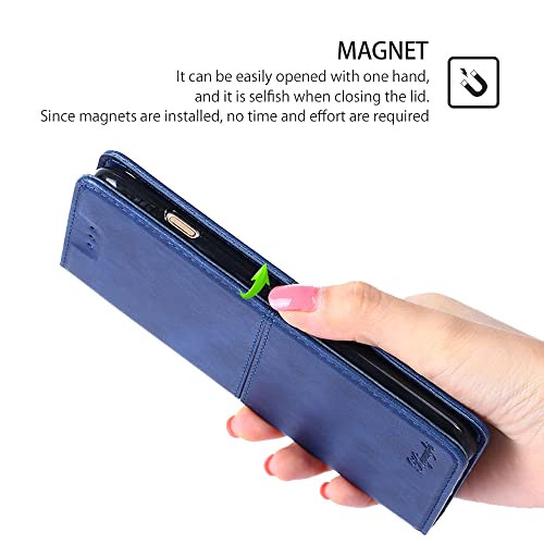 Fansipro Wallet Folio Case for Oppo Reno 6 PRO 5G Snapdragon Edition, Premium PU Leather Slim Fit Cover, 2 Card Slots, Exact Cutouts, Blue