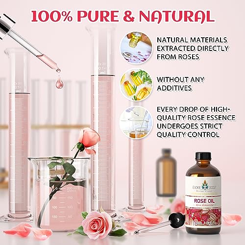 EVOKE OCCU Rose Essential Oil 4 Oz, Premium Rose Oil for Diffuser Fragrance DIY Candle Soap Making-120ml