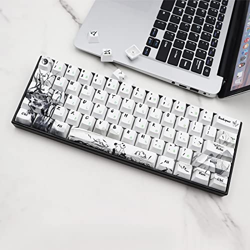 JSJT Custom Keycaps 110 Keys Panda Keycaps PBT Dye Sublimation Japanese Keycaps OEM Profile Keycaps with Keycap Puller for Cherry MX Switch 104/87/71/61 60 Percent Mechanical Keyboard