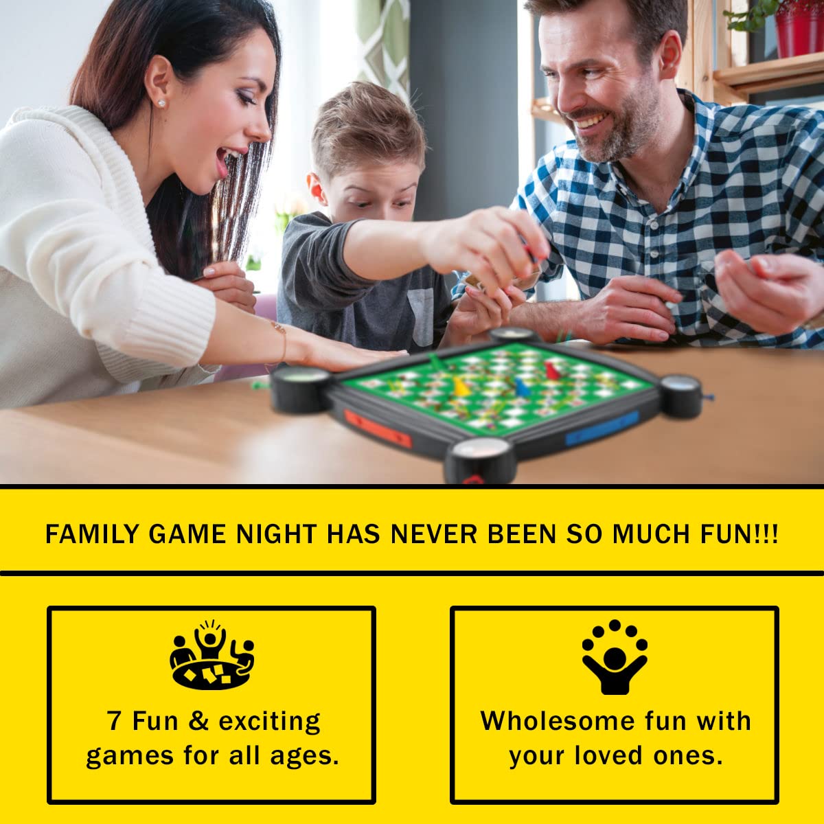 Board Game Set | 7 in 1 Classic Game Set | Tabletop Board Games, Chess and Checkers Game Set, Ludo, Snakes and Ladders, Goose, Sorry