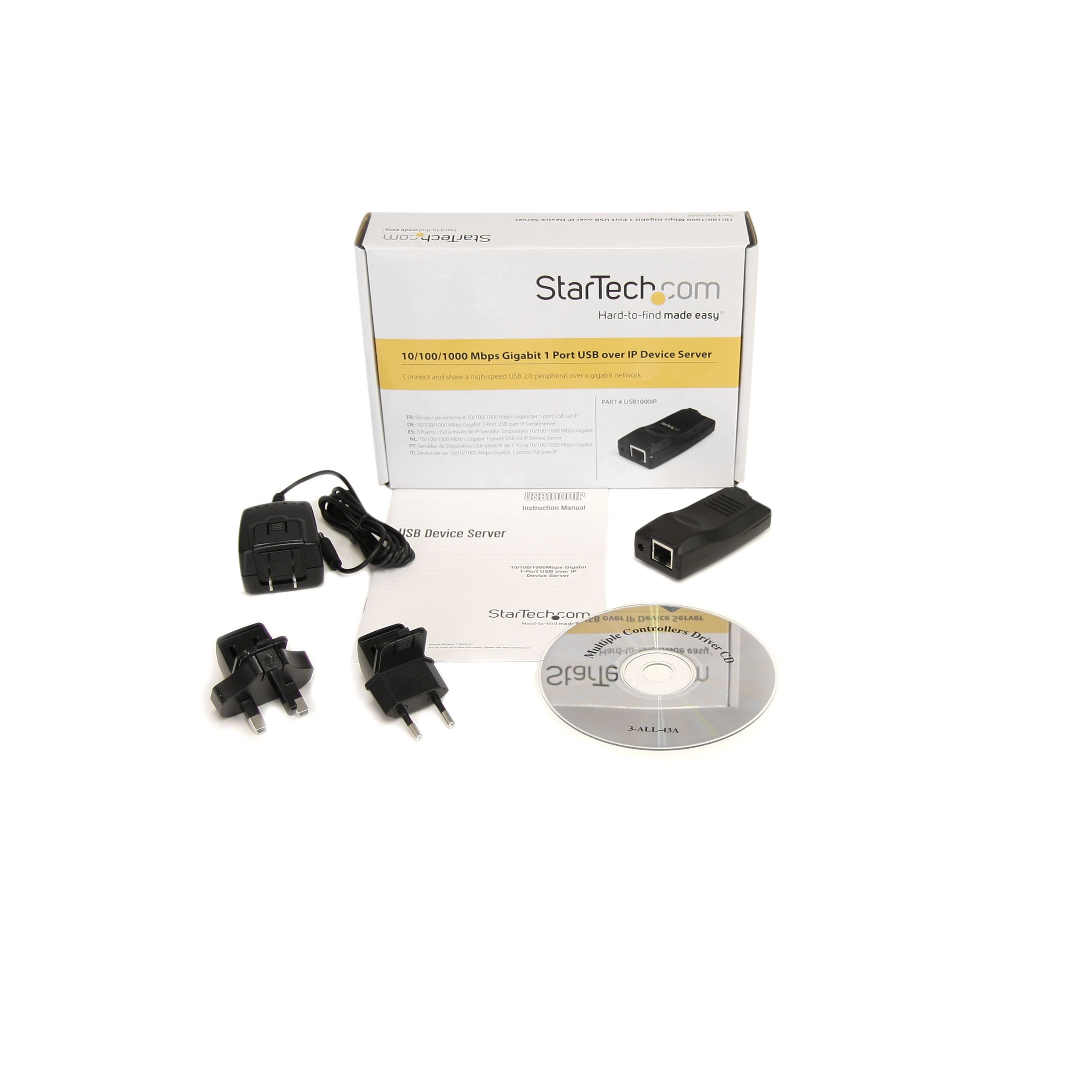 StarTech.com 10/100/1000 Mbps Gigabit 1 Port USB 2.0 over IP Device Server Adapter - USB Ethernet Over LAN Network Printer Converter - Windows 7 / XP / Vista ONLY (USB1000IP)