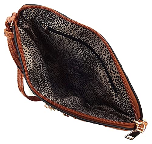 Ostrich Croc Tassel Zipper Pocket Crossbody Bag Animal Pattern Printed Shoulder Bag Womens Purse Satchel (#A-Light Brown)