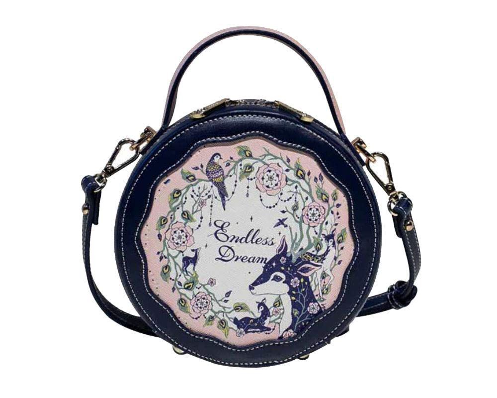 Nite closet Lolita Purses Crossbody for Women Small Handbag Cute Round Shoulder Bag (Navy)