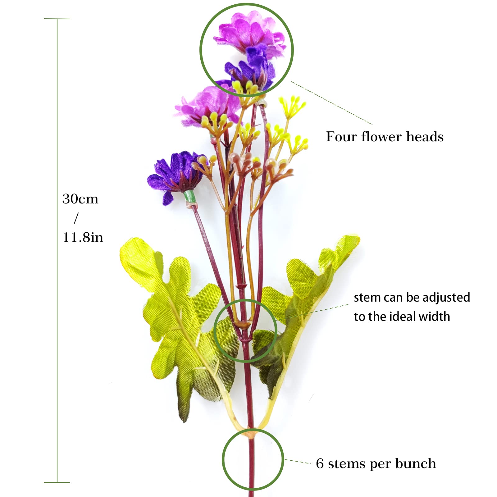 skycats Artificial Flowers, Artificial Daisy Silk Flowers, Flowers for Home Kitchen Garden Patio Window Box Office Table Centerpieces Indoor Outdoor Decor (4 Bundles Purple, excluding vases)