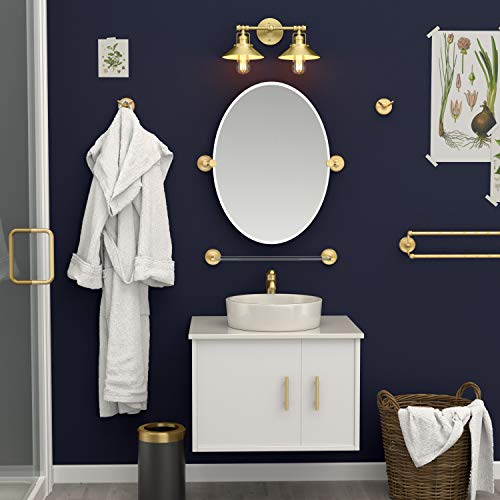 Gatco 5057 Designer II Glass Shelf, Brushed Brass/Wall Mounted 22.50" x 5.85" Tempered Glass Shelf