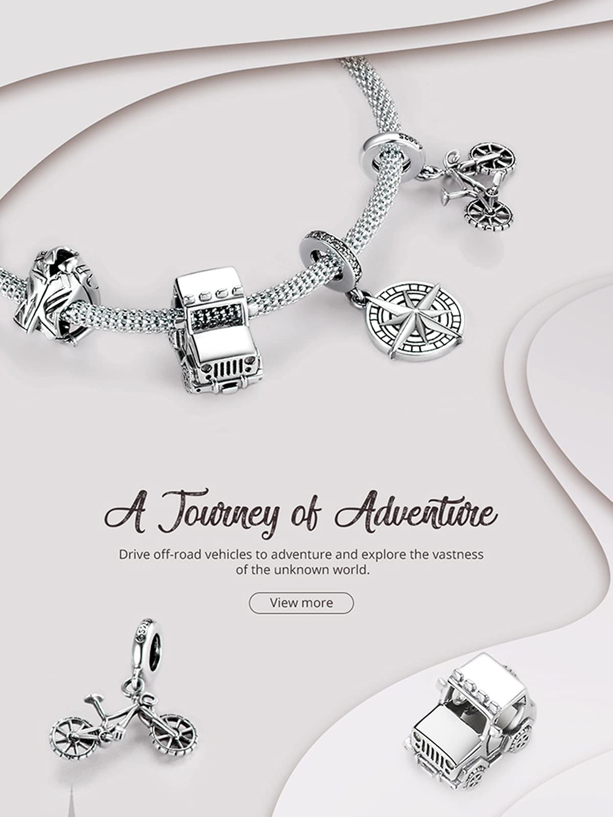 BISAER 925 Sterling Silver Car Charms Vehicle Travel Beads Charm for Bracelets Jewelry Gifts