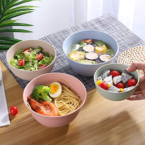 BUBERO Small Kids Bowls Set of 5, Plastic Bowls Reusable Wheat Straw Cereal Bowls for Snack, Side Dishes, Microwave Safe Mini Bowls