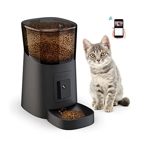 Onliciple Smart Pet Feeder with Camera, 6L WiFi Automatic Cat Feeder Food Dispenser with Camera & Timer, 1080P HD Video with Night Vision, 2-Way Audio, Low Food Alarm, Up to 12 Meals Per Day