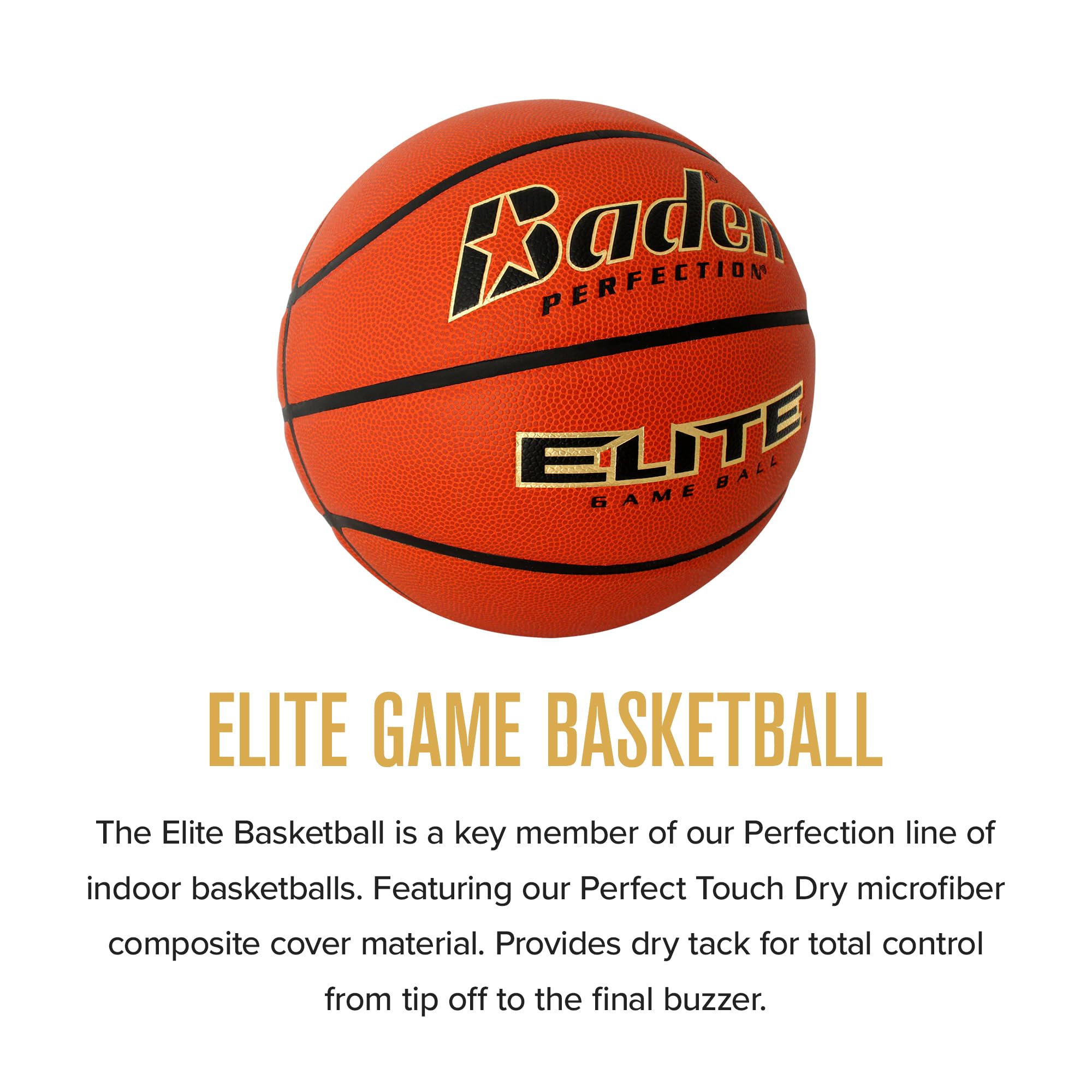 Baden Elite Indoor Game Composite Basketball, Official Size 6 & 7