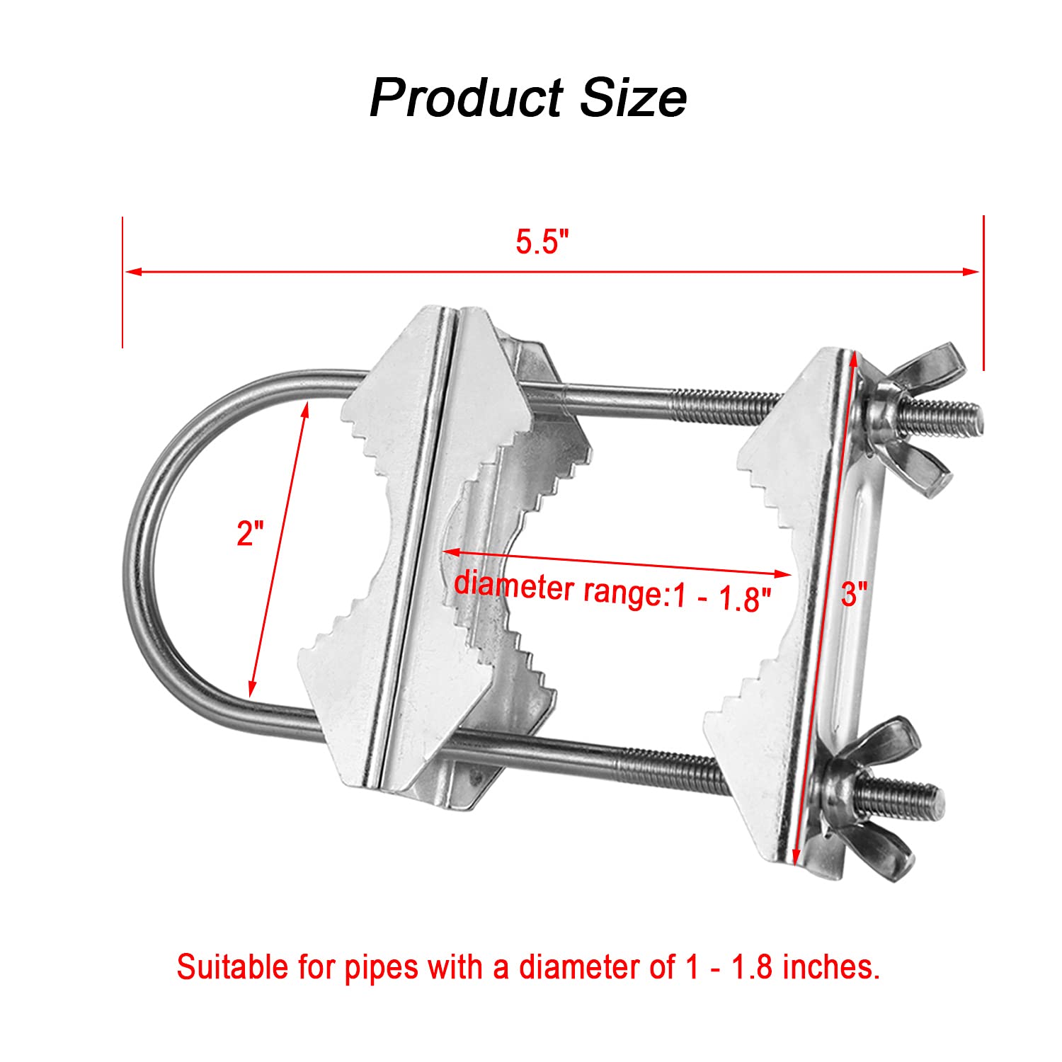 Wdwlbsm Double Antenna Mast Clamp V Jaw Block with U Bolts|Heavy Duty Anti-Rust Mast to Mast Mount Bracket Kit for TV,CB,Ham,Pipe,Flag Pole,Hold Umbrella Parasols for Deck Railing,Fence(2 Set)