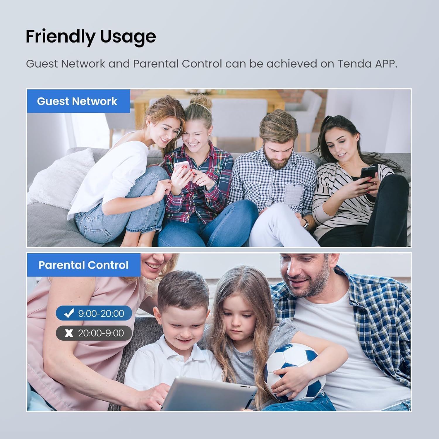 Tenda AC1200 Gigabit WiFi Router - Dual Band High Speed Wireless Internet Router, 3xWAN/LAN Gigabit Ports, 4x6dBi Antennas, MU-MIMO, Beamforming, IPv6, Guest WiFi, AP Mode(AC8)