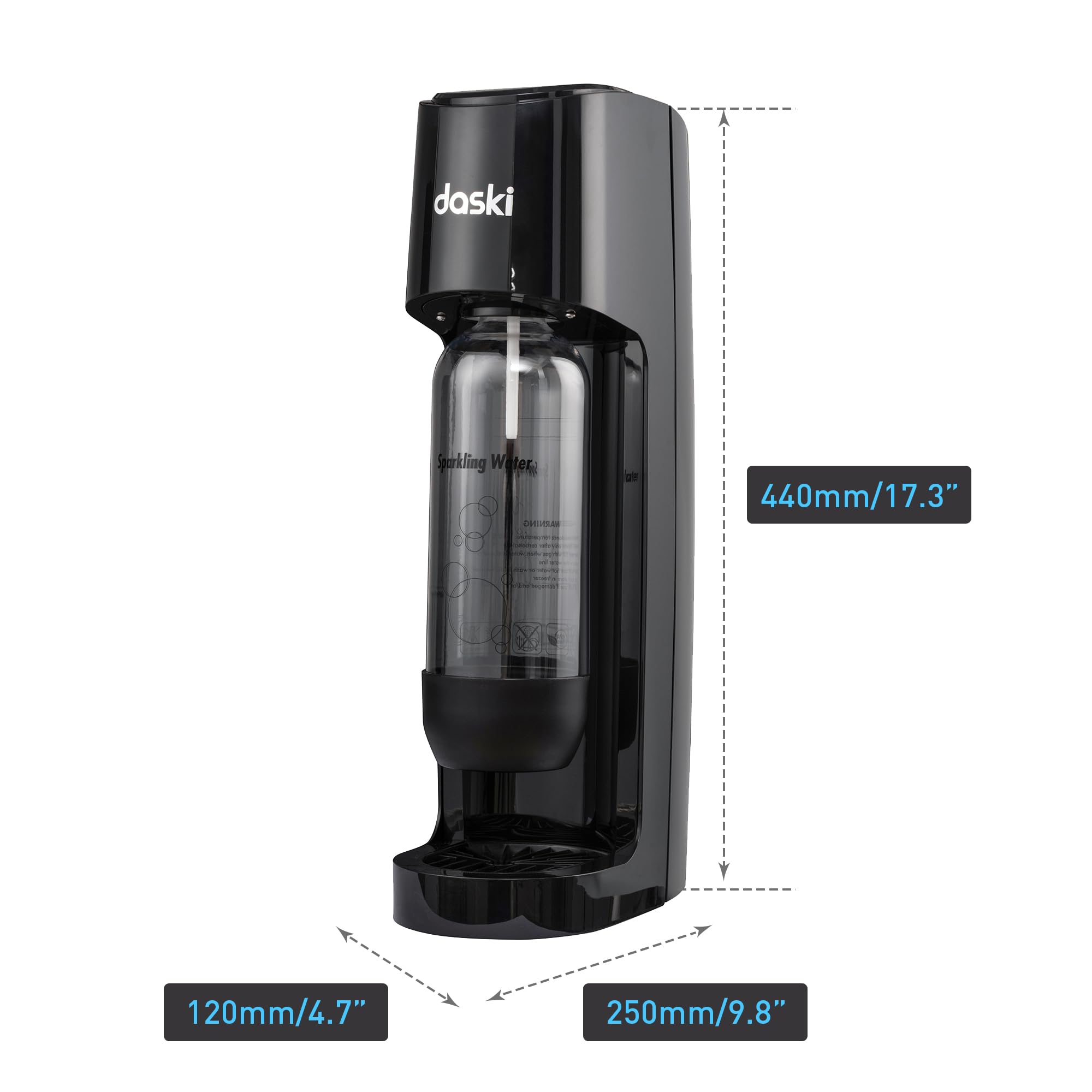 Daski Daski sparkling water maker soda water maker with carbonating bottle for home, sommer refreshing drink, color black.