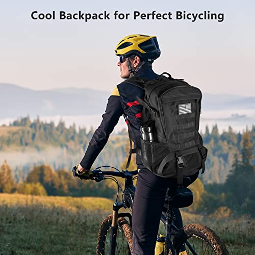 Jueachy Tactical Backpack for Men Hiking Day Pack Molle Backpack Military Rucksack Waterproof 30L EDC Bag with USA Flag Patch
