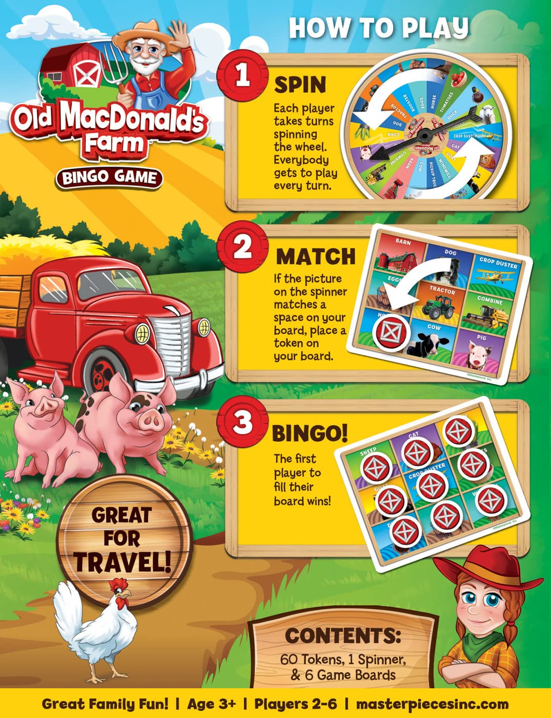 MasterPieces Kids Games - Old MacDonald's Farm Bingo Game