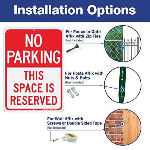 Faittoo No Parking This Space Is Reserved Sign, 2-Pack 14 x 10 Inch Reflective Aluminum Sign, UV Protected and Weatherproof, Durable Ink, Easy to Install and Read, Indoor/ Outdoors Use