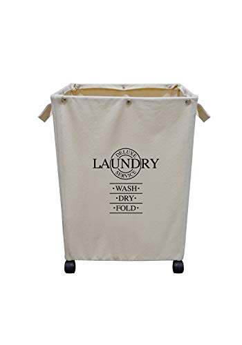 Heavy Duty Set of 2 Laundry Hampers on Wheels - for Bedroom, Bathroom, Nursery, Dorm - Fabric Home Décor - By Designstyles
