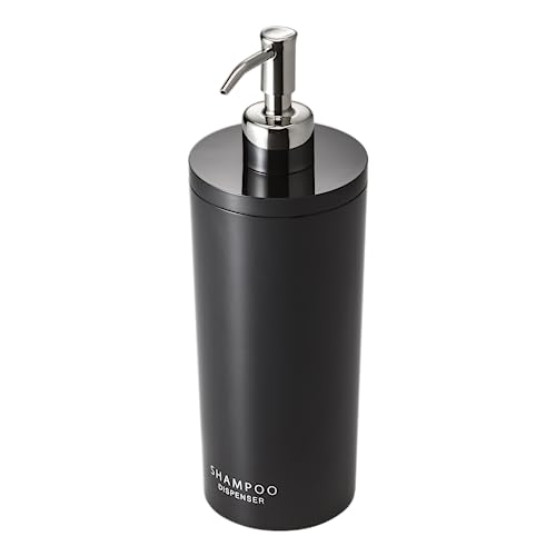 Yamazaki 2929 Tower Shampoo Dispenser Contemporary Bottle Pump for Shower, Round, Black & Silver