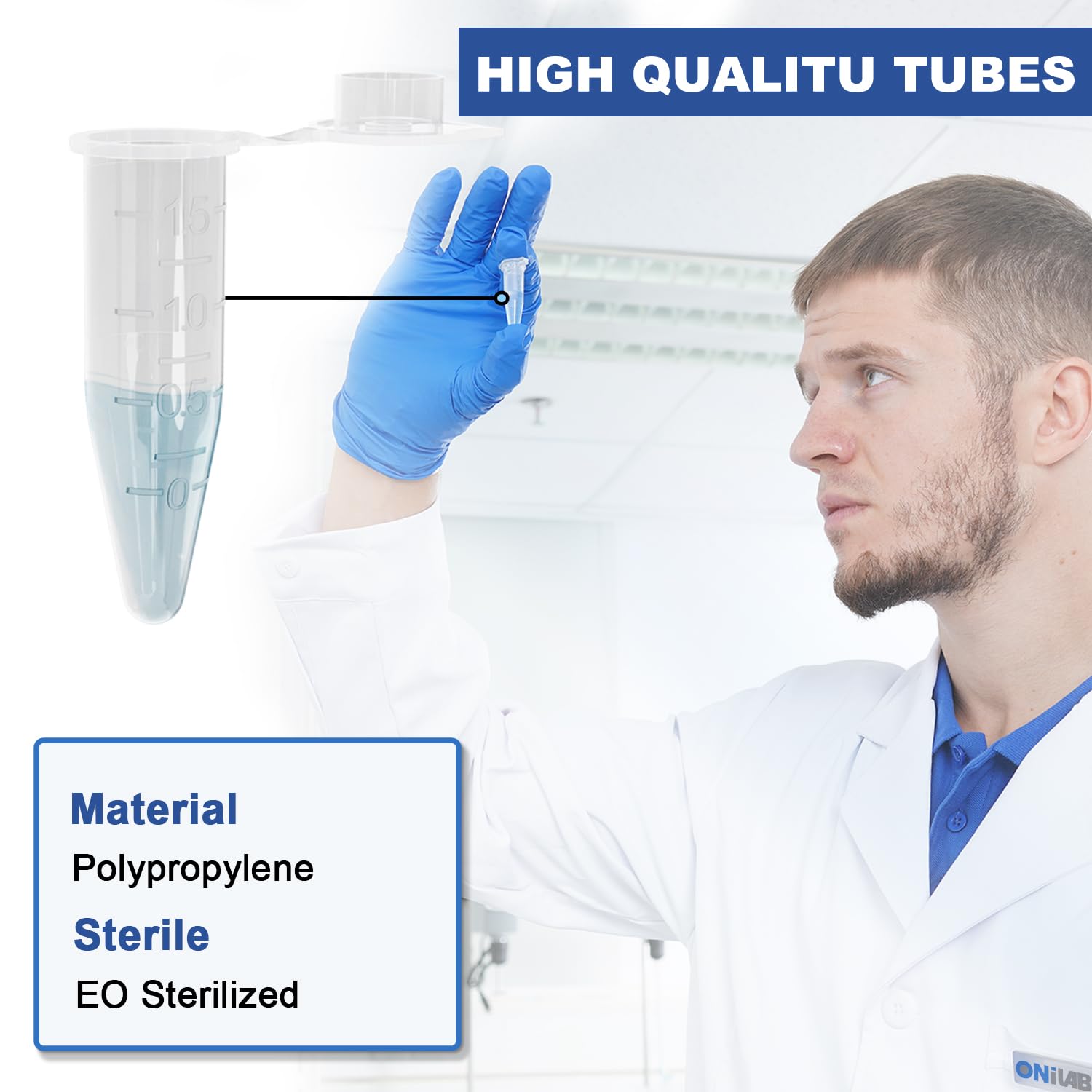 ONiLAB 500Pcs 1.5ml Polypropylene Graduated Microcentrifuge Tubes with Attached Lid,Clear Conical Micro Centrifuge Small Sample Bottle Vials Container for Lab