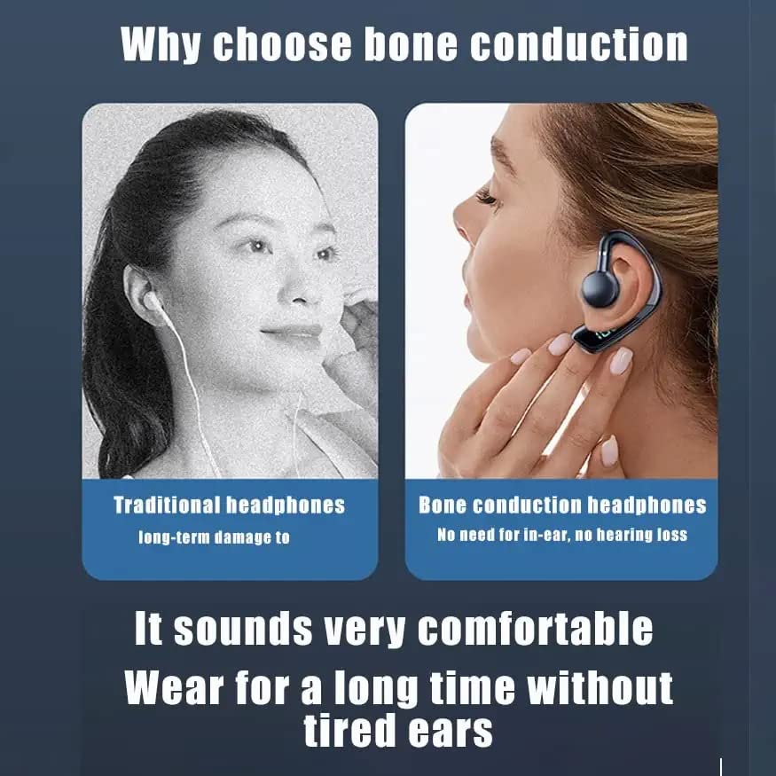 Bone conduction headphones bluetooth earpiece open ear headphones with microphone noise cancelling trucker bluetooth headset for cell phones hand-free IPX5 waterproof headset with 20-Hours usage