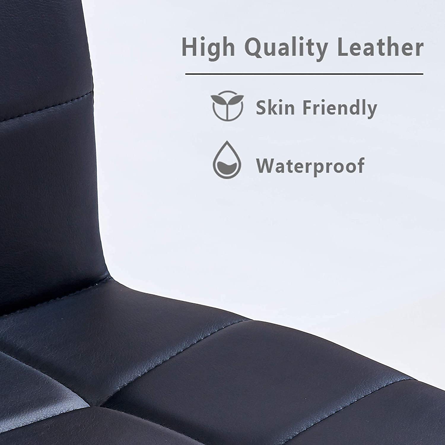 Black Dining Room Chairs Set of 2, Modern Accent Kitchen Chairs with Faux Leather Soft Padded Back in Checkered Pattern and Chrome Legs, Comfortable Side Chair for Indoor Use:Living Room Waiting Room