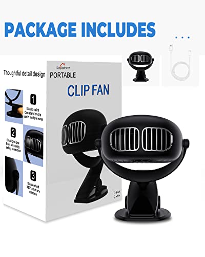 Kaylocheer Clip On Fan, Baby Stroller Fan, 4000mAh, 360° Rotation, Cool & Quiet, 3 Speeds, USB Charging, Convenient Travel Tool.(natural black)