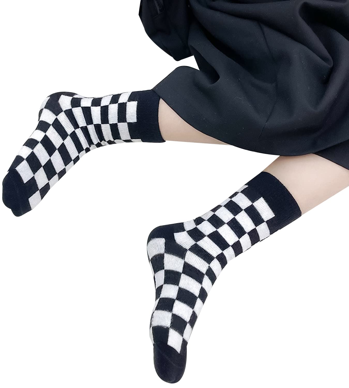 BonjourMrsMr Girls Checkered Crew Socks Cotton Cute Novelty Anklet Socks for Kids Toddler