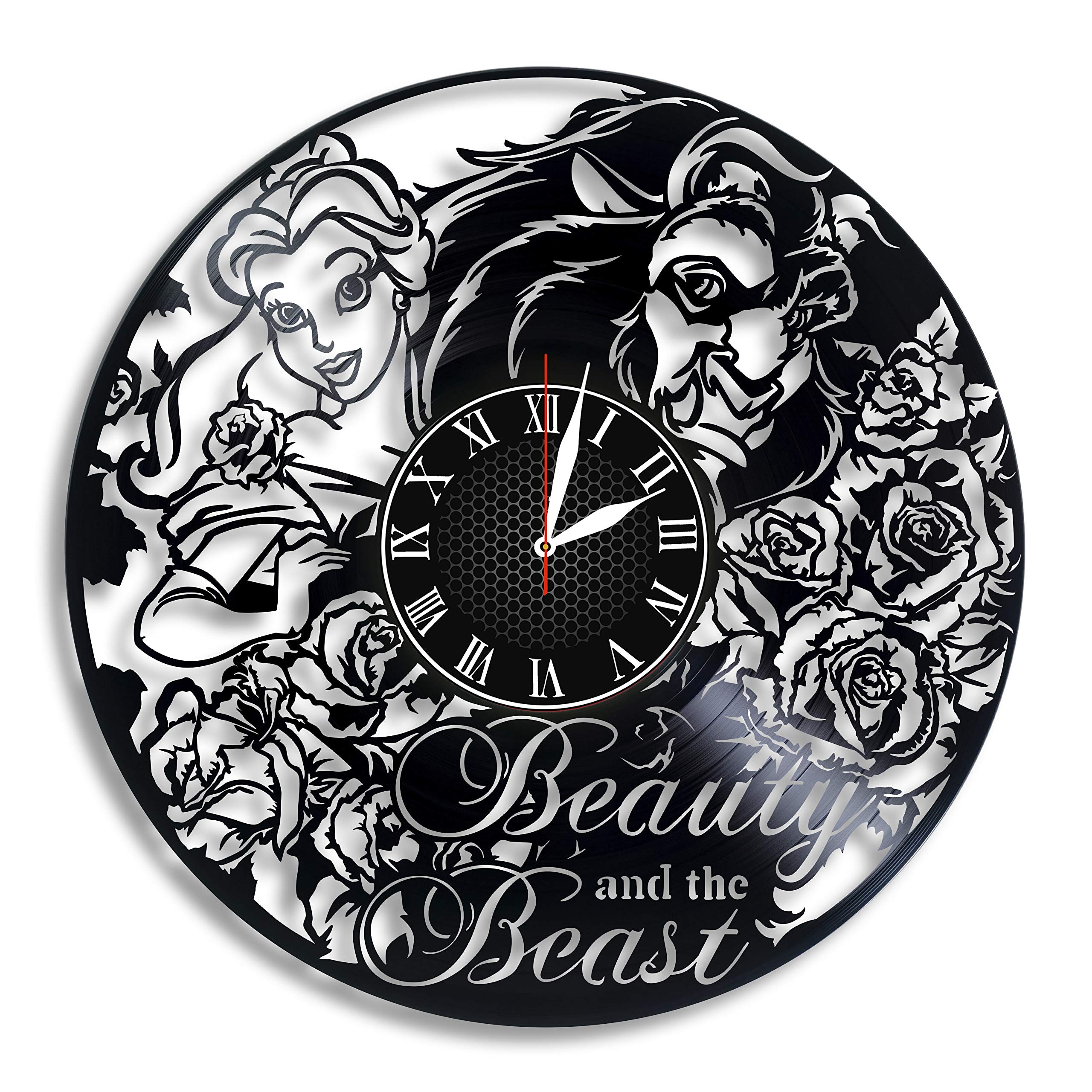 Beauty and The Beast Art Vinyl Wall Clock, Beauty and The Beast Design Gift for Any Occasion