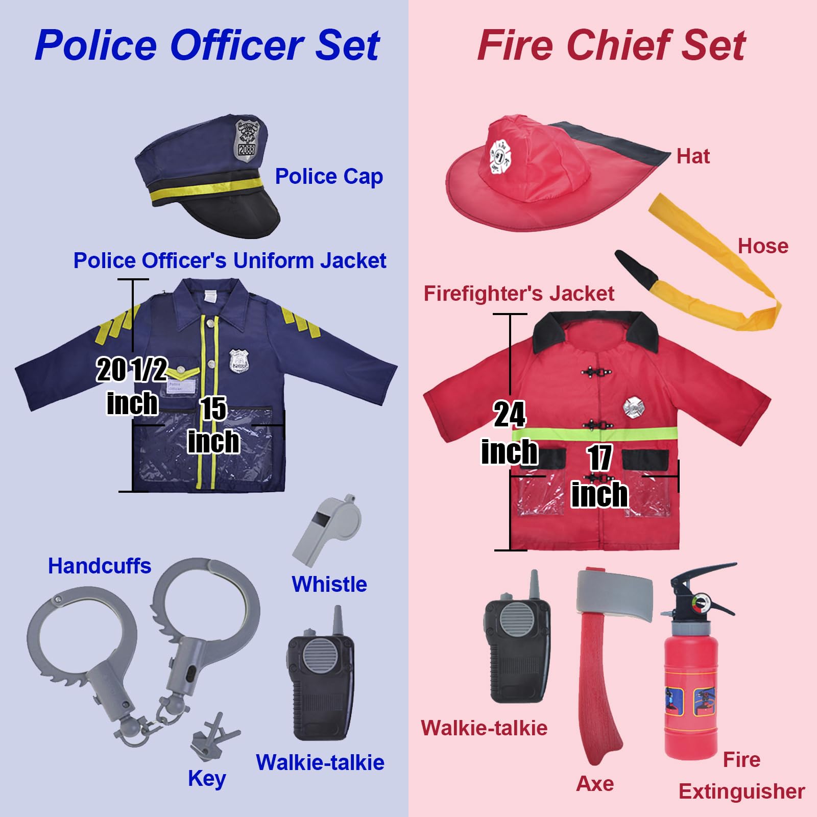 TopTie 5 Sets Halloween Kids Costumes, Dress Up Costumes with Storage Box for Age 3-7, Doctor Fireman Police Surgeon Worker