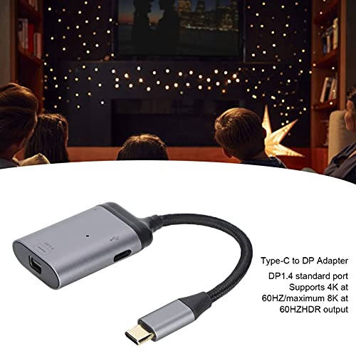 DAUERHAFT TypeC to PD Adapter, 4K Multifunctional TypeC Adapter USB2.0 DP1.4 Standard Port for Windows/Android/OS X