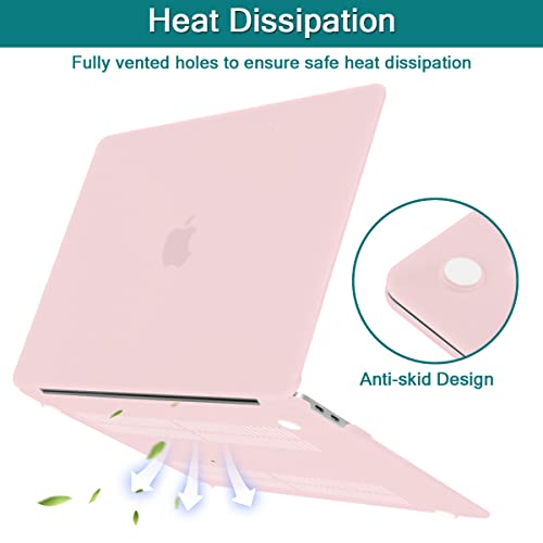 Teryeefi Case Cover for MacBook Pro 13 Inch 2022 2021 2020 2019 2018 2017 2016 Release A2338 M2 M1 A2289 A2251 A2159 A1989 A1706, Frosted Hard Shell +Keyboard Cover Skin + Screen Protector, Chalk Pink