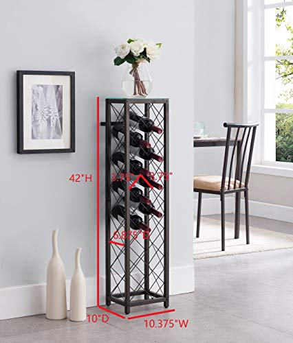KB Designs - 13 Bottle Freestanding Floor Tower Wine Bottle Holder Rack, Pewter Finish