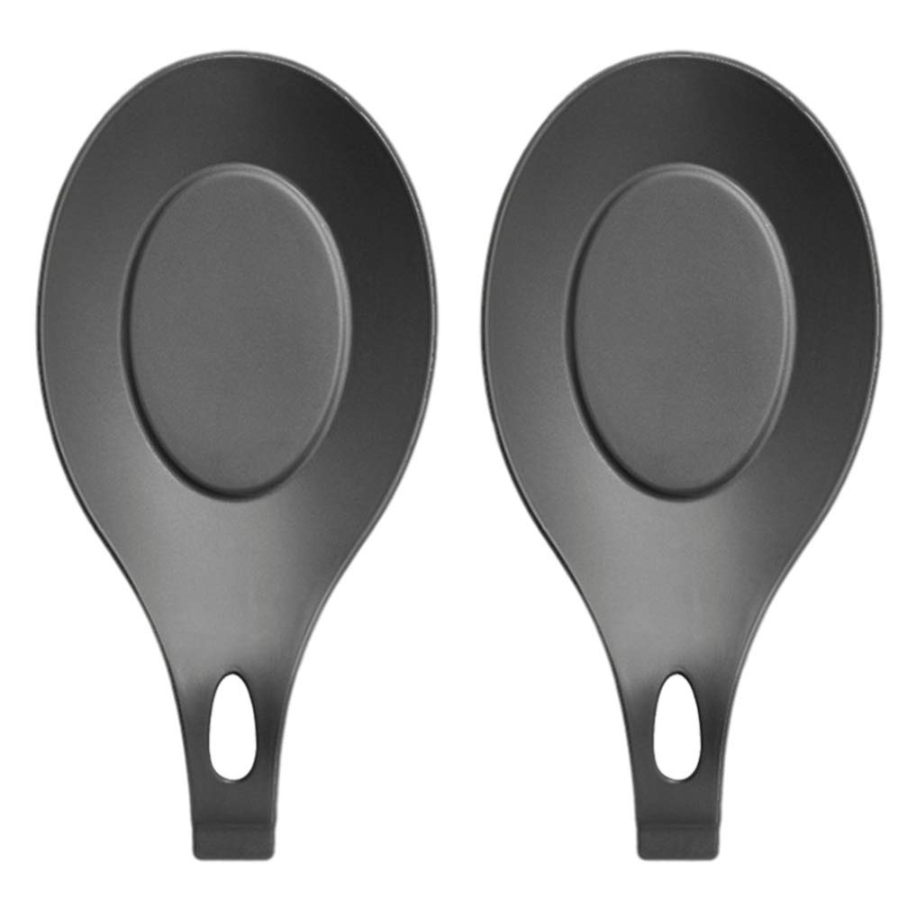 Cabilock 2pcs Silicone Spoon Mat Cooking Spoon Holder Metal Spoon Rest Soup Ladle Holder Large Spatula Holder Cutlery Rest Chopstick Silicon Utensils Tablespoon Silica Gel Food Grade