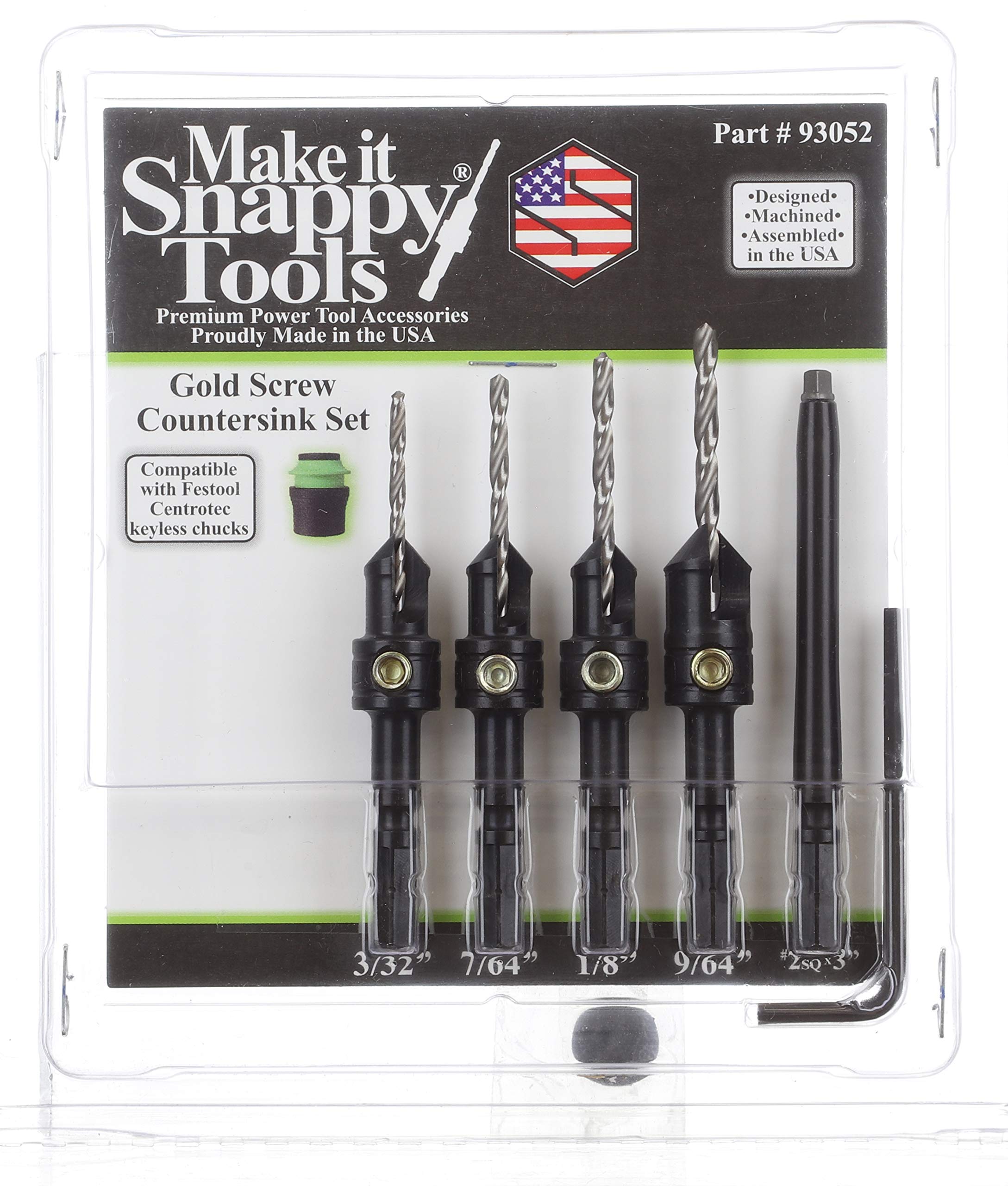 Make it Snappy Tools 4-Piece Countersinking Drill Set Compatible with Festool Centrotec Chucks