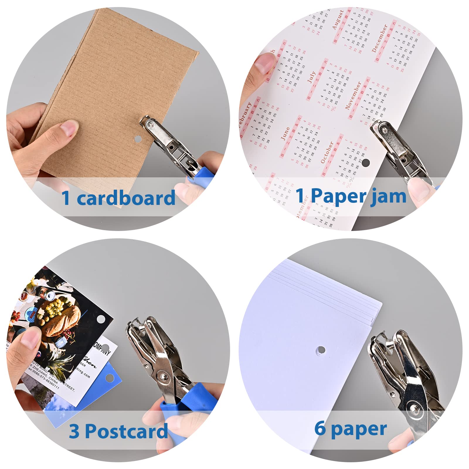 Craftinova Handle Punch,6 Pack, 1/4 inch of Hole Handheld Puncher,with Soft Grip Handles, with 6 Sheet Capacity, Perfect for Home Office School Supplies, can be Used for Labels and Greeting Cards