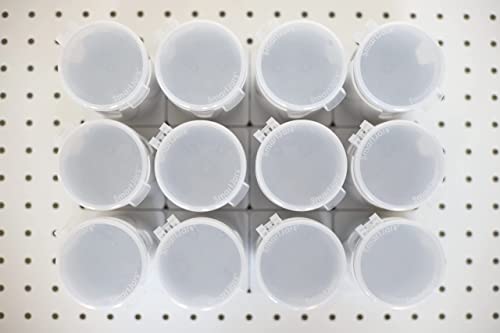 SmartJars® Pegboard Organizer Accessories Storage Jars, Pegboard Jars for Garage Organization, Craft Room, or Pantry, Pegboard Bins with Lids, Pegboard Wall Organizer, Organizer Pack of 12 (White)