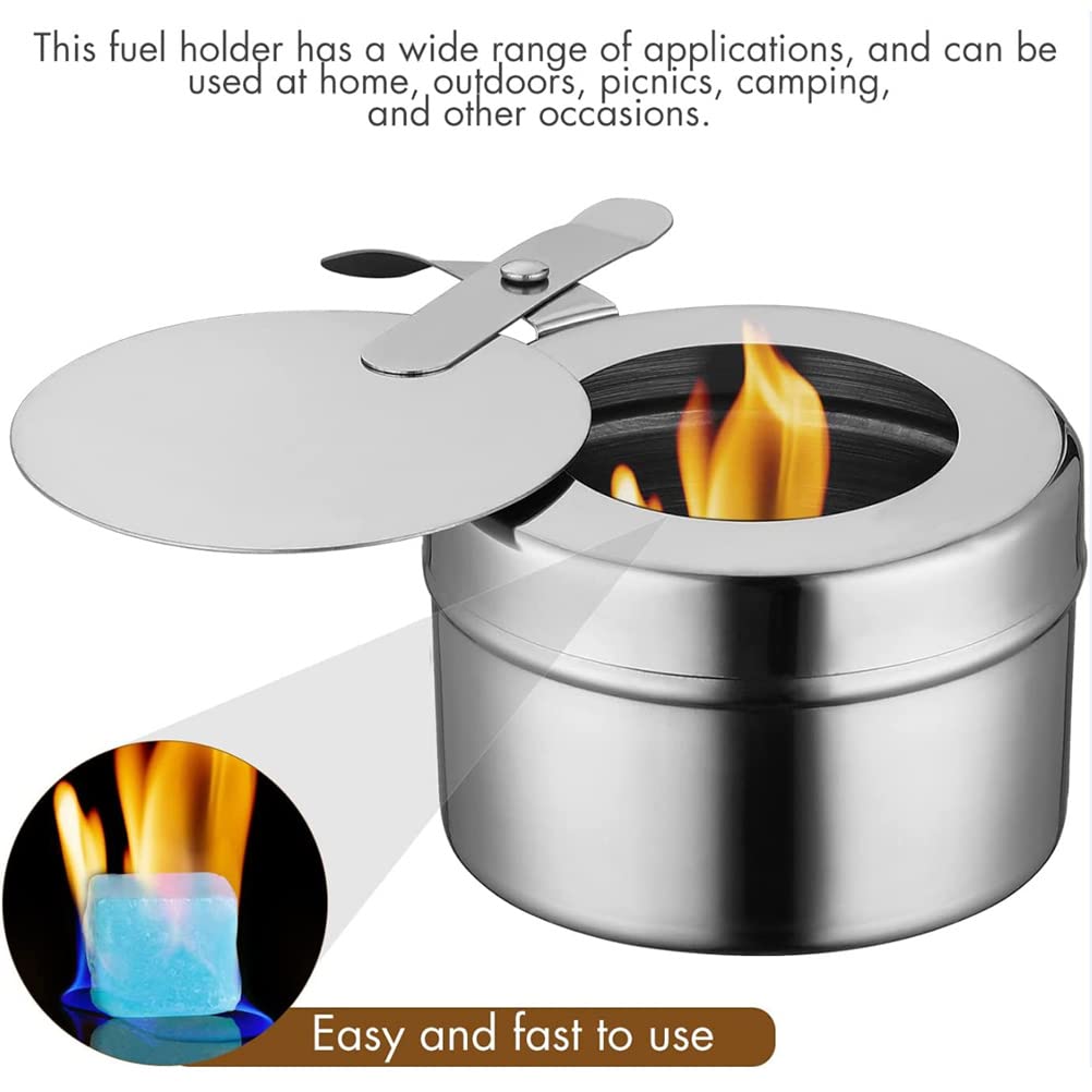 Cabilock 2pcs Stainless Steel Chafing Fuel Holder with Cover Chafer Canned Heat Fuel Box Buffet Warmer Warming Trays for Buffets Barbecue Parties Chafing Dish Buffet