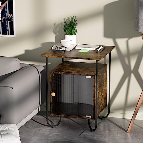 LiebeRen End Table,Large End Table,Nightstand,Side Table, Side Tables Bedroom,Mid Century Modern Nightstand,Vintage Style.