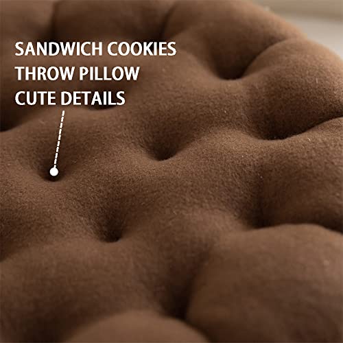 KedeLak Sandwich Biscuits Throw Pillows for Sofa Couch Brown Chocolate Biscuits Seat Cushions Cute Round Food Throw Pillows for Home Decoration