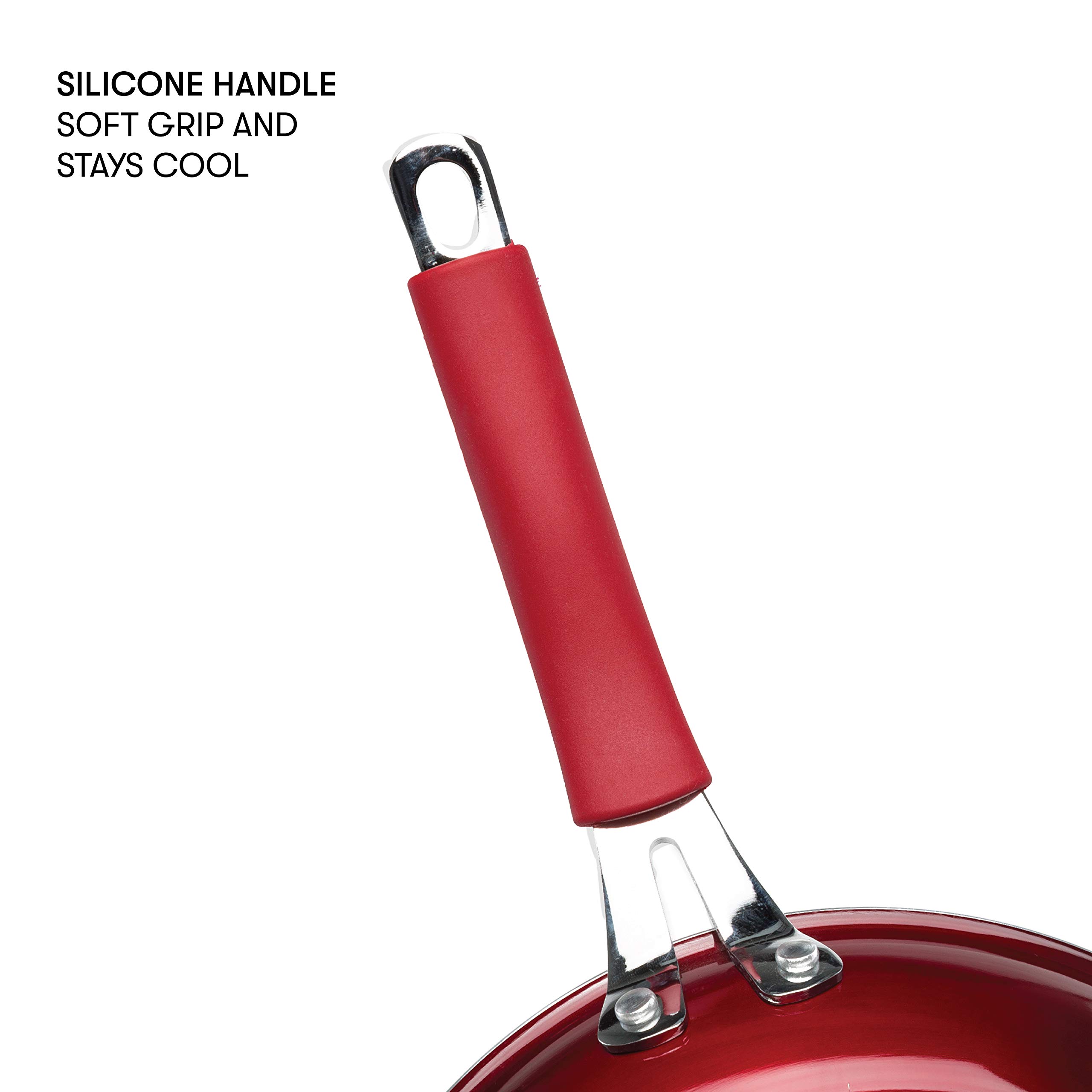Cooking Light Nonstick Ceramic Fry Pan, Dishwasher Safe, Scratch Resistant, Easy Food Release Interior, Cool Touch Handle and Even Heating Base, 11-Inch Fry Pan, Red