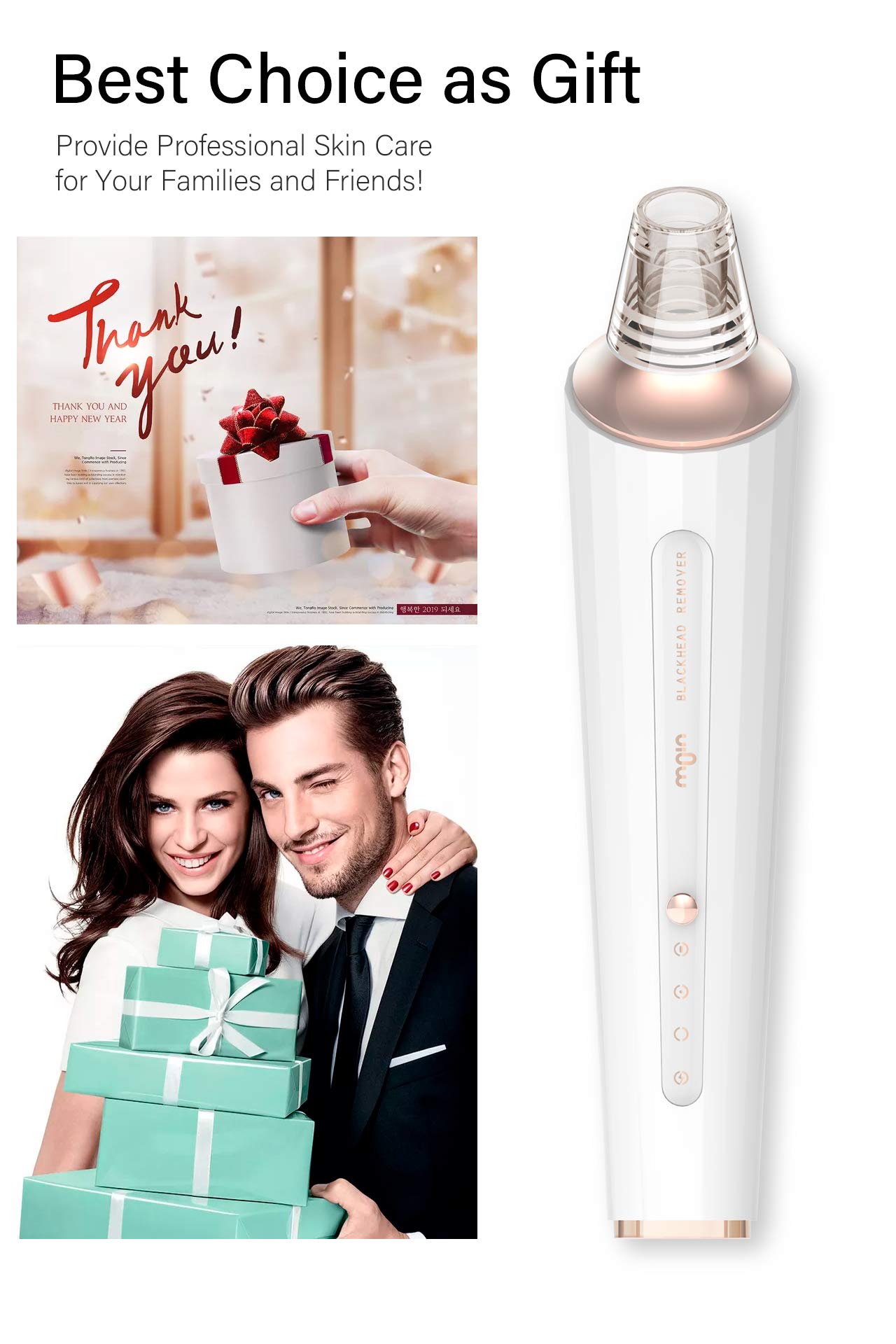 Blackhead Remover Pore Vacuum Cleaner Acne Comedo Extractor USB Rechargeable Blackhead Suction Tool with 4 Probes and 3 Adjustable Suction Level for Blackhead Whitehead Acne Removal
