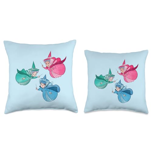 Disney Sleeping Beauty Good Fairies Flora Fauna Merryweather Throw Pillow, 18x18, Multicolor