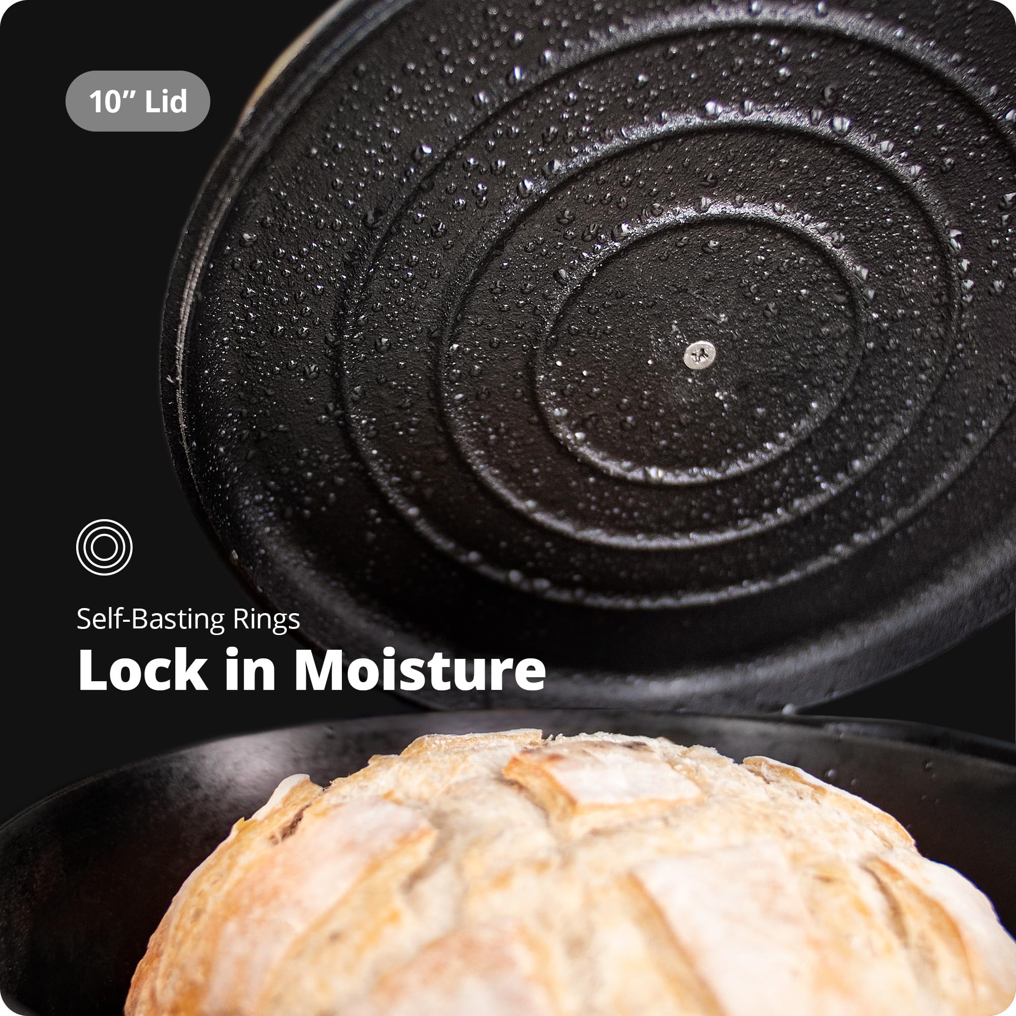 Greater Goods Cast Iron Lid - Pre-Seasoned Lid for a gG 10-inch Cast Iron Skillet, Griddle, and Dutch Oven, Designed in St. Louis