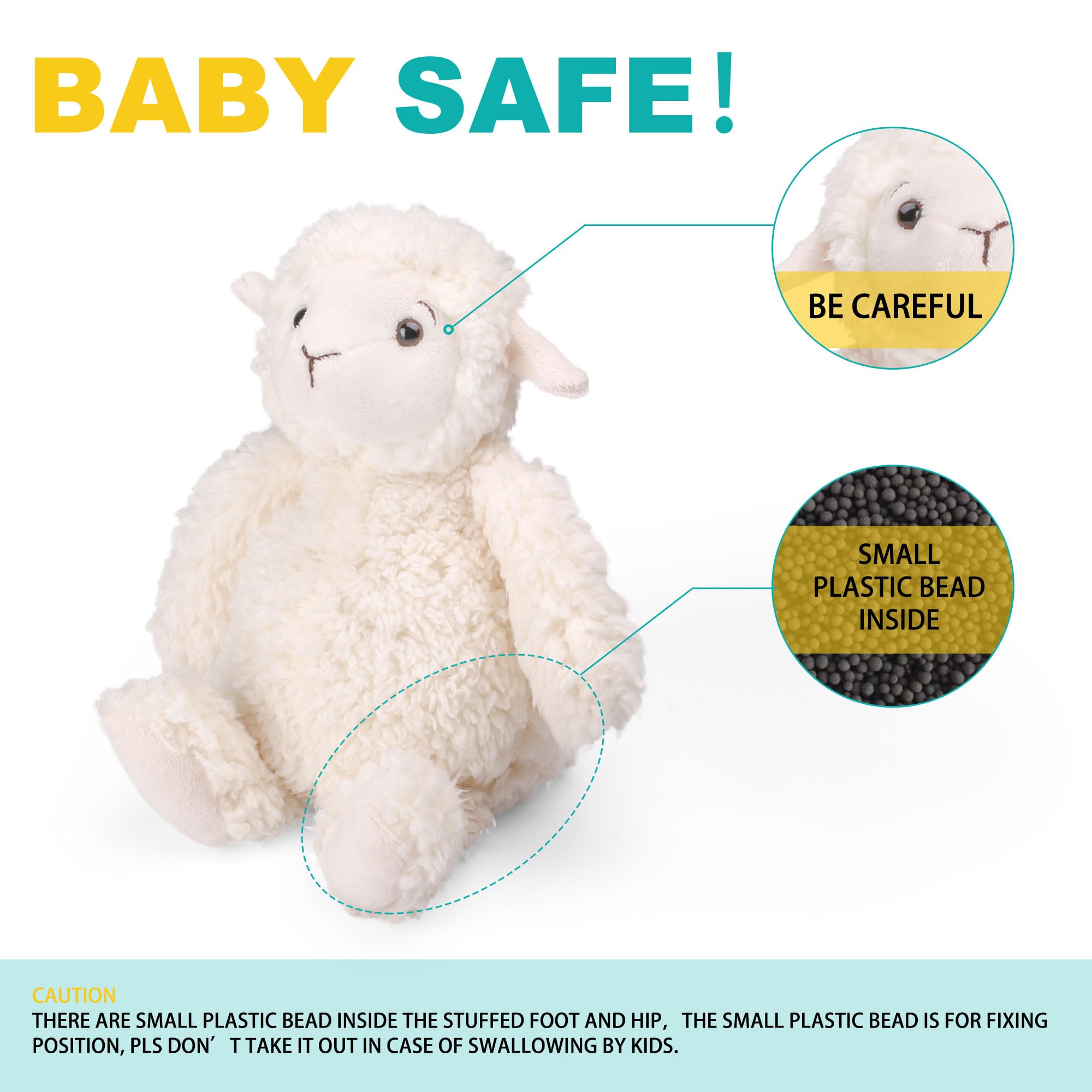 LotFancy Lamb Stuffed Animal, 12" Stuffed Lamb Plush for Baby, Cuddly Fluffy Sheep Toy, Plushies for Newborn Nursery, Easter Decoration
