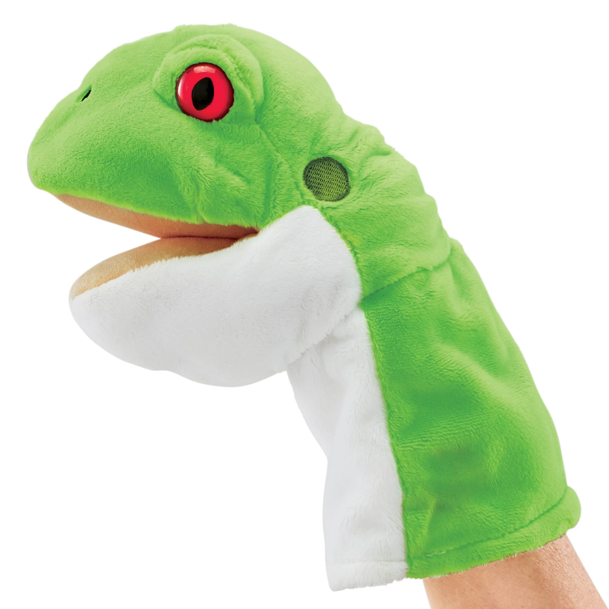 Wild Republic Puppet, Frog, 12 inches, Gift for Kids, Plush Toy, Fill is Spun Recycled Water Bottles