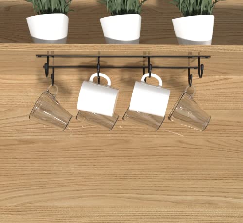 ORZ 3 PCS Coffee Mug Hooks Under Cabinet, Load Up to 12 Mug Cup (Black)