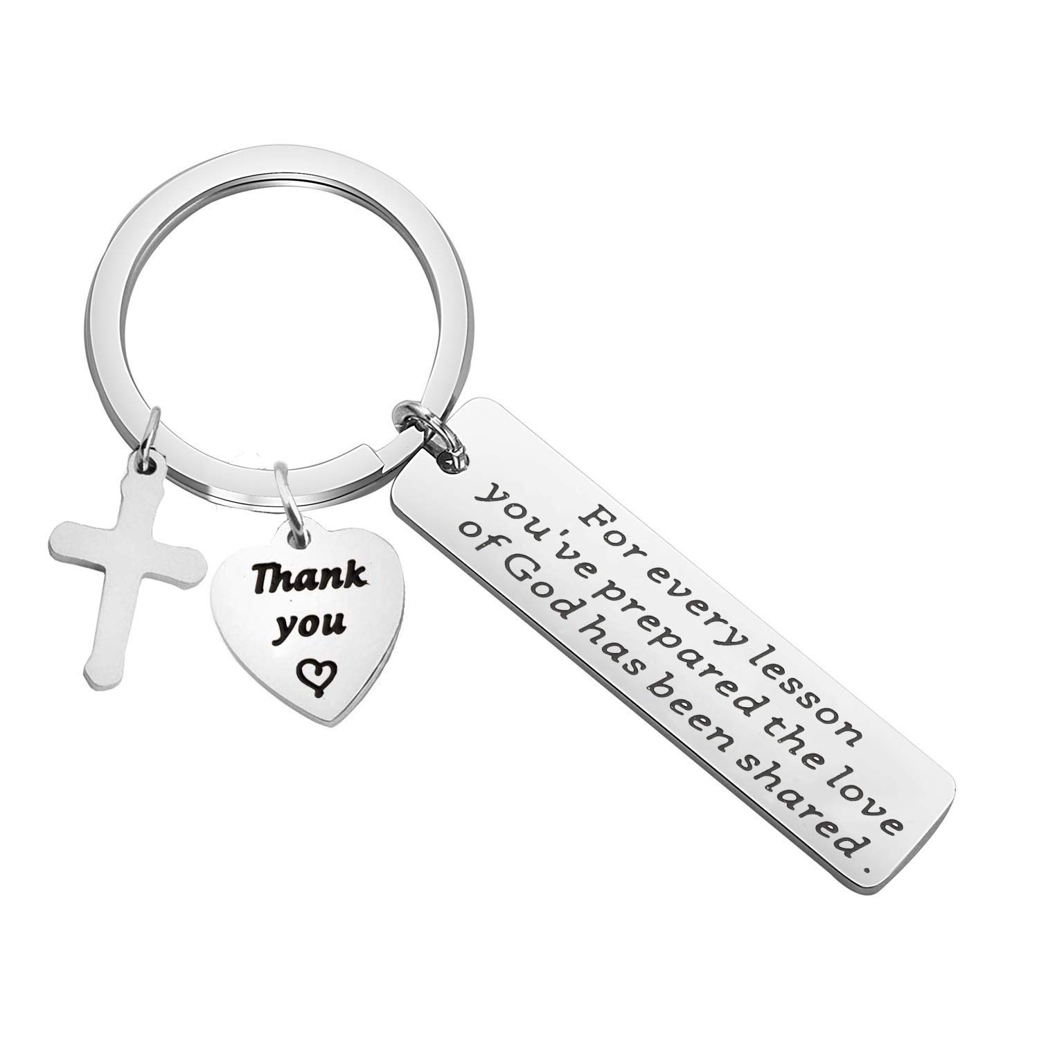 BAUNA Sunday School Teacher Appreciation Gifts For Every Lesson You've Prepared the Love of God Has Been Shared Religious Teacher Keychain Bible Study Teacher Gift (Sunday School Teacher Keychain)