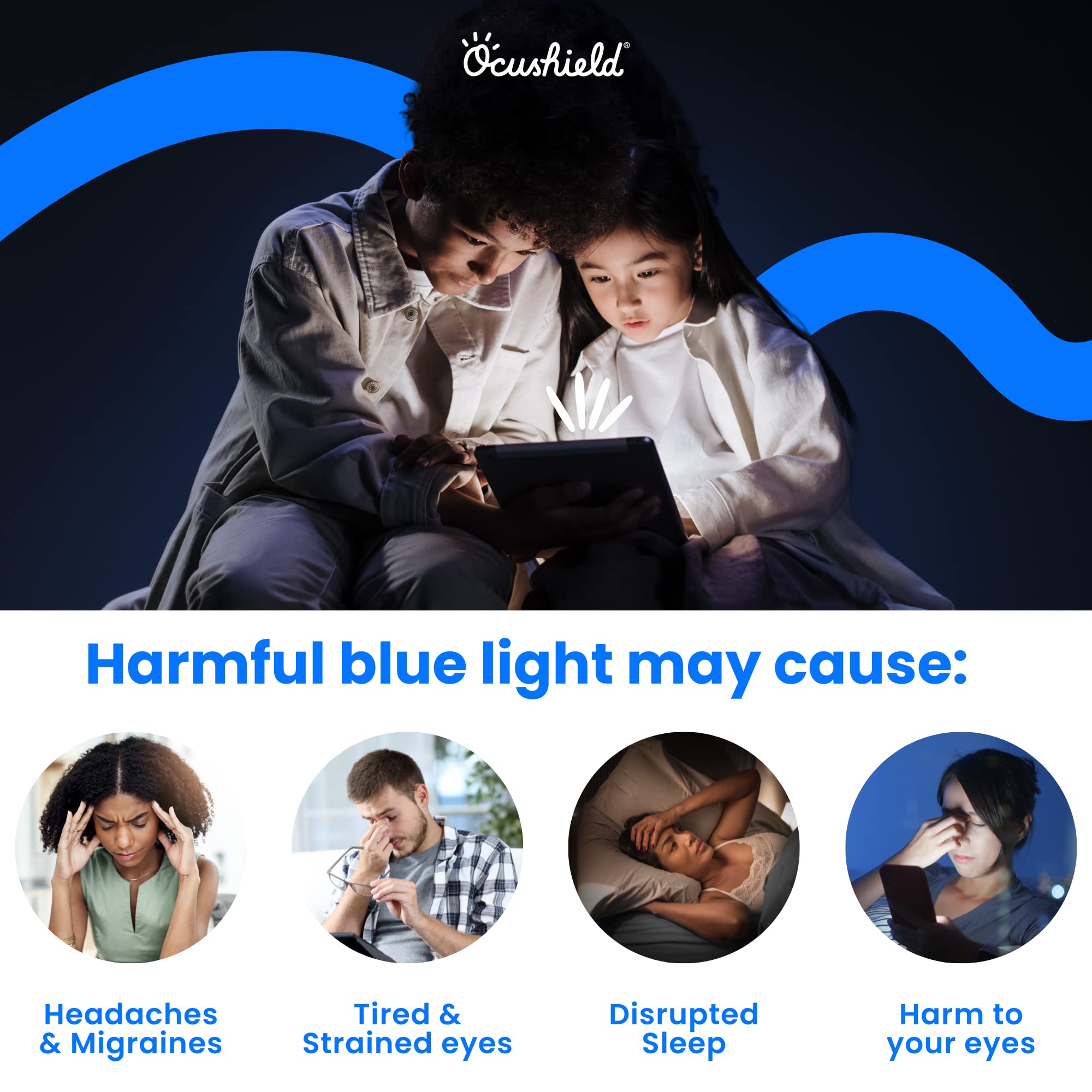Ocushield Anti Blue Light Tempered Glass Screen Protector for Nintendo Switch Console - Protect Kids Eyes from Strain and Fatigue