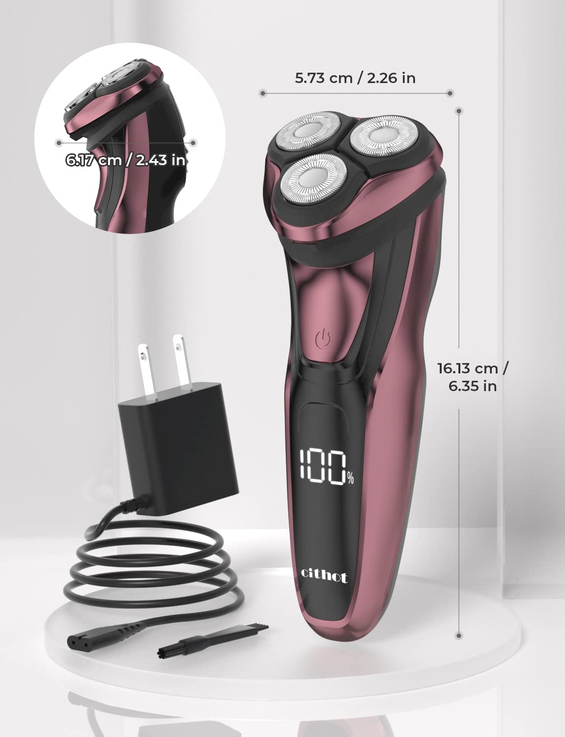 CITHOT Electric Razor for Men Electric Shaver with Pop-up Trimmer, Wet and Dry Razor with Screen Display IPX7 Rechargable Cordless Blue