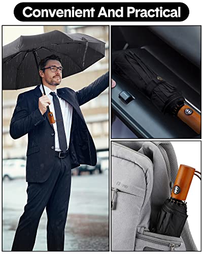 Kacctyen 4 Pieces Travel Umbrellas Compact Windproof Rain Umbrella Automatic Folding Umbrella Small Portable Umbrella for Men Women, Black